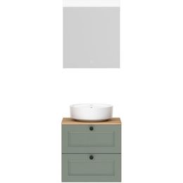 Nobilia Badm&ouml;bel-Set &raquo;Cascada&laquo; Set, inkl. Aufsatzwaschbecken und beleuchtetem Spiegel mit Touch-Sensor, 2 Stk. tlg. gr&uuml;n B/H/T: 60cmcm x 184cmcm x 