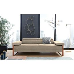 W.Schillig 2,5-Sitzer &raquo;finn&laquo; German Design Award 2016, Fu&szlig;gestell Nussbaum natur, Breite 230 cm braun Flachgewebe S22 (100% Polyester);Stoff S37 (100%