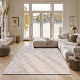 the carpet Teppich &raquo;Knight&laquo; rechteckig 12 mm H&ouml;he moderner Wohnzimmer Teppich elegant gl&auml;nzender Flor beige Polyester B : 80cm 1 Stk., 12mm, L: 150cm