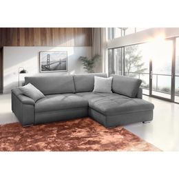 exxpo - sofa fashion Ecksofa &raquo;Casa Grande inkl. Bettfunktion & Bettkasten, bequem&laquo; Breite 268cm, L-Form, guter Sitzkomfort, gro&szlig;e Liegefl&auml;che grau B/H