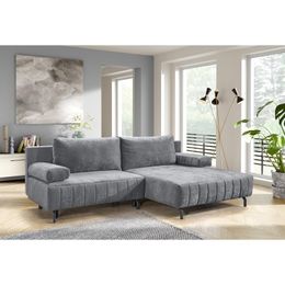 exxpo - sofa fashion Ecksofa &raquo;Cambria, B/T: 262/171 cm, hochbeiniges, modernes Design&laquo; inkl. Bettfunktion und Bettkasten, 15 cm bodenfrei, L-Form grau