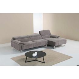 Egoitaliano Ecksofa &raquo;Malika, edel und bequem, Designsofa mit hochwertigen Bez&uuml;gen, L-Form&laquo; mit Recamiere, inkl. Kopfteilverstellung und chromfarbenen Metallf&uuml;&szlig;en 