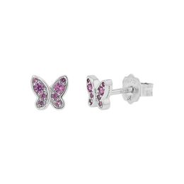 Tom Tailor Damen Tom Tailor Paar Ohrstecker &raquo;Schmuck Geschenk Silber 925 Schmetterling&laquo; mit Zirkonia (synth.) pink Silber 925 (Sterlingsilber)