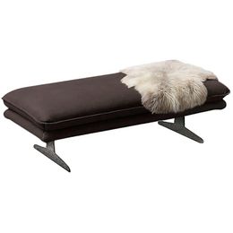 W.Schillig Polsterhocker F&uuml;&szlig;e in Chrom gl&auml;nzend braun Stoff S37 (100% Polyester): Luxus-Microfaser in Lederoptik B/H/T: 145cm x 43cm x 71cm, Stoff S37