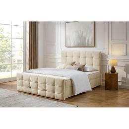 OTTO home Boxbett &raquo;LILIENNE, Polsterbett mit Bettkasten und Taschenfederkernmatratze H3&laquo; mit Kaltschaumtopper, Chenille-Bezug, 160x200 & 180x200 cm 