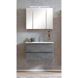 Welltime Badm&ouml;bel-Set &raquo;S&ouml;lden&laquo; 2 Stk. tlg. grau MDF B/H/T: 80cmcm x 200cmcm x 47cmcm