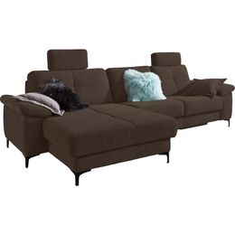 3C Carina Ecksofa &raquo;Burnaby bequem und modern, L-Form&laquo; 2 Kopfst&uuml;tzen, optional mit Schlaf- und motorischer Relaxfunktion grau Struktur weich (100% 