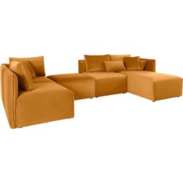 OTTO home Wohnlandschaft &raquo;N&ouml;re U-Form&laquo; 5 Teile, in vielen Bezugsqualit&auml;ten und Farben s. auch "N&ouml;re" gold Struktur fein (100% Polyester);Struktur (100