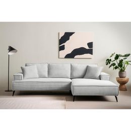 OTTO home Ecksofa &raquo;TVINNU&laquo; wahlweise Recamiere rechts/links, schwarze F&uuml;&szlig;e, bequemer Sitzkomfort grau B/H/T: 275cm x 83cm x 173cm, Cord, Recamiere 