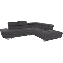 COTTA Ecksofa &raquo;Enterprise L-Form&laquo; mit Arm- & Kopfteilverstellung, wahlweise mit Schlaffunktion grau Struktur (100% Polyester );Chenille (90% Polyester