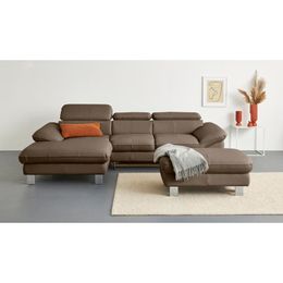 COTTA Ecksofa &raquo;Driver L-Form, B: 268 cm, moderne Couch mit Wellenunterfederung, Leder&laquo; Kopfteilverstellung, opt. Schlaffunktion + XL Bettkasten, LF: