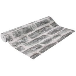 SUPERFRESCO EASY Vliestapete &raquo;Backstein - Grau&laquo; gepr&auml;gt FSC zertifiziert, mit lebhaftem Druck, 10 Meter L&auml;nge grau Vlies B/L: 0,52m x 10m, Rollen: 1