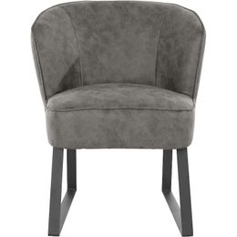 exxpo - sofa fashion Sessel &raquo;Americano, Loungesessel&laquo; mit Keder und Metallf&uuml;&szlig;en, Bezug in verschiedenen Qualit&auml;ten, 1 Stck. grau Microfaser 