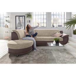 Trendmanufaktur Ecksofa &raquo;Rondo 3, zeitlos & bequem, Materialmix, L-Form, Breite 265cm&laquo; wahlweise mit Federkern f&uuml;r mehr Komfort, wahlweise mit 