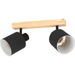 Eglo Deckenspot &raquo;BATALLAS Deckenstrahler, Holz, Stahl und Textil, E27, Vintage, Lampe&laquo; E27 1 Stk. Deckenstrahler skandi, Wohnzimmerlampe, 