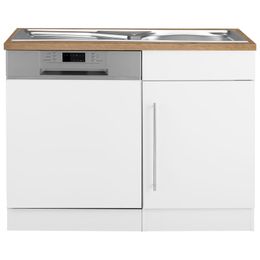 KOCHSTATION Sp&uuml;lenschrank &raquo;KS-Samos&laquo; 110 cm breit, inkl. T&uuml;r/Sockel f&uuml;r Geschirrsp&uuml;ler wei&szlig; wei&szlig;, B/H/T: 110cm x 85cm x 60cm, T&uuml;ren: 2 Stk.