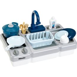 klein Spielk&uuml;che &raquo;Miele - Sp&uuml;le mit Wasserfunktion und Kochfeld&laquo; Made in Germany wei&szlig; Kunststoff Einheitsgr&ouml;&szlig;e