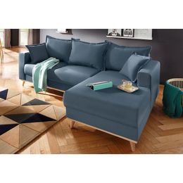 Home Affaire Ecksofa &raquo;Edina L-Form&laquo; auch in Baumwollmix-Bezug, im skandinavischem Stol blau Webstoff (100% Polyester);Baumwollmix (50% Baumwolle, 50% 