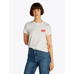 Tommy Jeans Damen T-Shirt &raquo;TJW REG TJ BUBBLE TEE&laquo; mit Logodruck beige S (36)