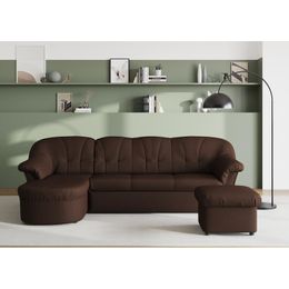 DOMO collection Ecksofa &raquo;Pegnitz, elegante R&uuml;ckensteppung, kompakte Stellma&szlig;e 238/141cm, L-Form&laquo; wahlweise mit Bettfunktion braun 100% Polyester B/H/T