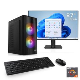 CSL PC-Komplettsystem &raquo;Spectrum V25260W&laquo; 27 &prime;&prime; AMD Ryzen 3 Intel Graphics, 4 Xe Cores 16 GB RAM 1.000 GB SSD schwarz Inkl. 27 Zoll Full-HD Monitor, 