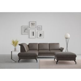 Sit & More sit&more Ecksofa &raquo;Fashion L-Form&laquo; wahlweise mit Kopfteilverstellung und Vorziehsitz, motorisch braun B/H/T: 250cm x 84cm x 207cm, Luxus-Microfasermit 