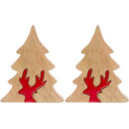 MyFlair Dekobaum &raquo;Deko Puzzle Baum, mit Rentier&laquo; Weihnachtsdeko aus Holz, Weihnachtsbaum, H&ouml;he ca. 17 cm rot Holzwerkstoff B/H/T: 14cm x 17cm x 3cm