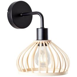 Brilliant Wandleuchte &raquo;Norah&laquo; E27 1 Stk. Wandlampe mit Bambusschirm - Nature Style - 27x19x23cm - E27 Fassung schwarz 1, H: 26,8cm, 1 Stk.