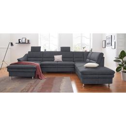 Sit & More sit&more Wohnlandschaft &raquo;Cardoso U-Form&laquo; mit Federkern und Kopfst&uuml;tzen, mit Schlaffunktion und Relaxfunktion grau Luxus-Microfaser 1 (100% Polyester);
