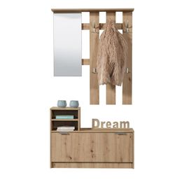 Home Affaire Garderoben-Set &raquo;Ravenna Flurgarderobe, Dielenschrank, Kompaktgarderobe, Breite 100 cm&laquo; Komplett-Set, 2 Stk. tlg. braun Glas, 