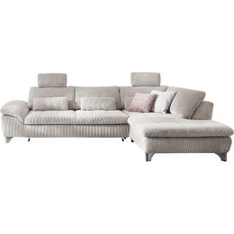 Die PlanBar Ecksofa &raquo;Ottomane MP-IN14007 L-Form, Breite 306 cm&laquo; wahlweise mit Schlaffunktion und verstellbaren Kopfst&uuml;tzen, in Cord beige 100% 