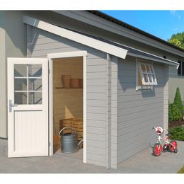 Lasita Maja Gartenhaus &raquo;Jura 2&laquo; Blockbohlenhaus 28mm grau Massivholz ohne Fu&szlig;boden, ohne Dacheindeckung