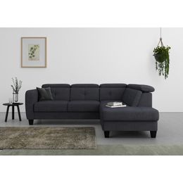 Sit & More sit&more Ecksofa &raquo;Belluci L-Form&laquo; inklusive Federkern, wahlweise mit Schlaffunktion und Bettkasten blau B/H/T: 249cm x 85cm x 195cm, Struktur weich, 