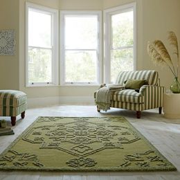 FLAIR RUGS Teppich &raquo;SABLE VINTAGE WOOL&laquo; rechteckig 12 mm H&ouml;he gr&uuml;n Oberfl&auml;che: 88% Wolle, 12% Polyester. R&uuml;ckseite: 47% Baumwolle, 32% Polyester, 21% 