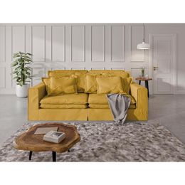 Home Affaire 4-Sitzer &raquo;ALISSAS mit vielen Kissen, Biesen an den Kissen&laquo; Hussenoptik, mit kleinen Taschen an der Seite zum Verstauen gold 92% Polyester