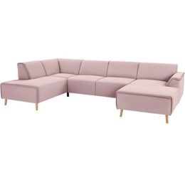Home Affaire Wohnlandschaft &raquo;Janek Scandic Design, elegant und zeitlos U-Form&laquo; mit Federkern und Keder in scandinavischem Design rosa Struktur fein ( 