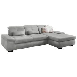 Die PlanBar Ecksofa &raquo;MP-IN16012 L-Form, mit Kaltschum-Polsterung&laquo; inkl. Sitztiefenverstellung, wahlweise mit weiteren Funktionen silber 85% Polyester;