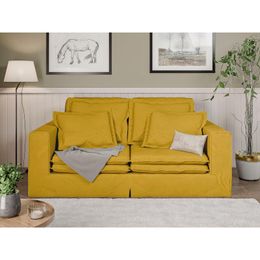 Home Affaire 3-Sitzer &raquo;ALISSAS BIS mit vielen Kissen, Biesen an den Kissen,&laquo; Hussen-Optik, kleine Taschen an der Seite zum Verstauen gold 92% 