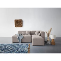 Home Affaire Ecksofa &raquo;Sundstrup L-Form&laquo; Modulserie, individuelle Zusammenstellung grau 100% Polyester B/H/T: 233cm x 76,5cm x 93cm, Samtoptik, 