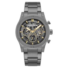 Police Herren Chronograph &raquo;Knotty&laquo; Quarzuhr, Armbanduhr, Herrenuhr, Edelstahlarmband, analog grau Einheitsgr&ouml;&szlig;e