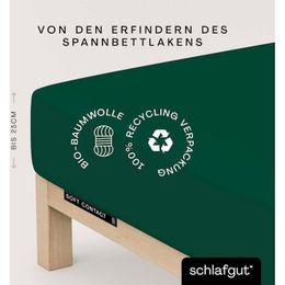 Schlafgut Spannbettlaken &raquo;Soft Contact&laquo; 100% Bio Baumwolle gr&uuml;n Feinbiber, Obermaterial: 100% Baumwolle B/L: 200cm, 1 Stk., Feinbiber, 140-160x200 25cm