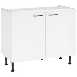 Optifit Sp&uuml;lenschrank &raquo;Elga&laquo; mit Soft-Close-Funktion, h&ouml;henverstellbaren F&uuml;&szlig;en, Breite 100 cm wei&szlig; Holzwerkstoff wei&szlig;, B/H/T: 100cm x 87cm x 58,4cm, 