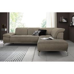 OTTO home Ecksofa &raquo;Caluna&laquo; Inkl.Sitztiefenverstellung, wahlweise mit Kopf- und Armteilverstellung grau Luxus-Microfaser Vintageoptik (100% Polyester);