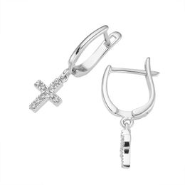 Firetti Damen Paar Creolen &raquo;Schmuck Geschenk Silber 925 Ohrschmuck Ohrringe Behang Kreuz&laquo; mit Zirkonia (synth.) silber 11,5mm, Silber 925 (