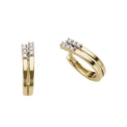 Firetti Damen Paar Creolen &raquo;Schmuck Geschenk Gold 333 St&auml;bchen&laquo; mit Brillant - Krappenfassung gold 0,08, 0,08 P2 = erkennbare Einschl&uuml;sse, Diamanten 