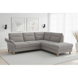 Sit & More sit&more Ecksofa &raquo;Pamela, B: 218 cm, L-Form, wahlweise mit Schlaffunktion und Bettkasten&laquo; mit Federkern und Liegefl&auml;che aus Originalstoff beige 100% 