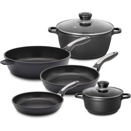 Kr&uuml;ger Topf-Set &raquo;Delta&laquo; Set, 7 Stk. tlg. Aluminiumguss schwarz Einheitsgr&ouml;&szlig;e