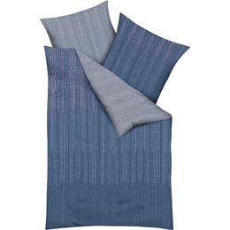 Kaeppel Wendebettw&auml;sche &raquo;Vertigo&laquo; 2 Stk. blau Mako-Satin, Obermaterial: 100% Baumwolle B/L: 155cm x 220cm, 1 Stk., 1 Stk., Mako-Satin, B/L: 80cm x 80cm, 2 Stk