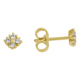 Firetti Damen Paar Ohrstecker &raquo;Schmuck Geschenk Gold 375 Ohrschmuck Ohrringe Blume&laquo; mit Brillanten gold 6mm, 0,12 P2 = erkennbare Einschl&uuml;sse, 