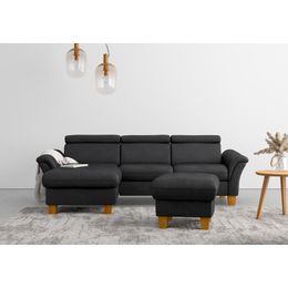 OTTO home Ecksofa &raquo;Lindgren L-Form&laquo; wahlweise mit Bett mit klappbaren Rollen, Kasten und Kopfverstellung grau 100% Polyester B/H/T: 258cm x 84cm x 